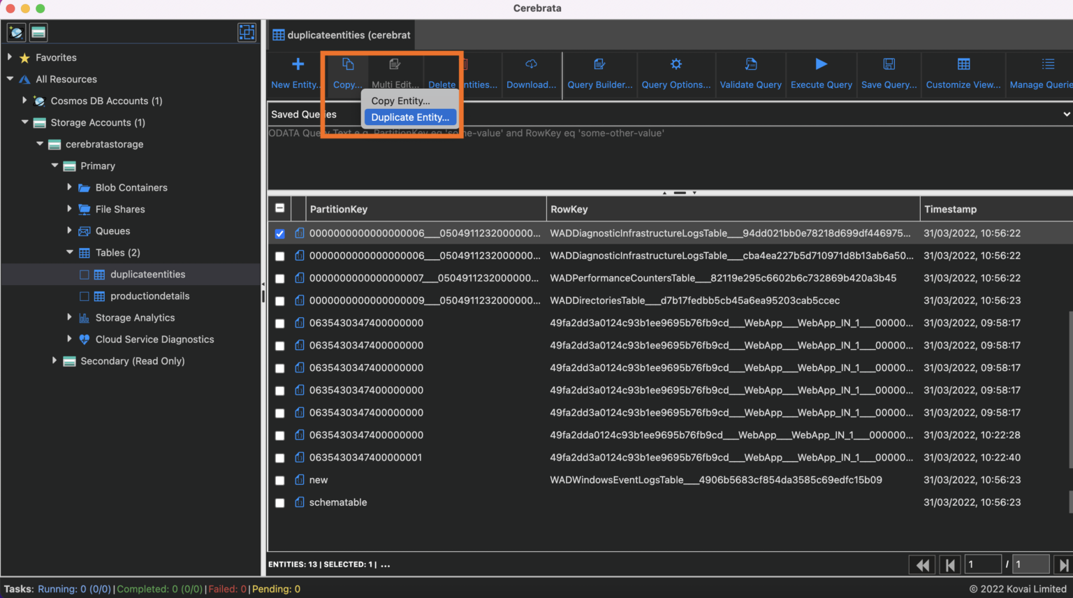 Duplicate Table Entities In Azure Cosmos Db And Storage Account