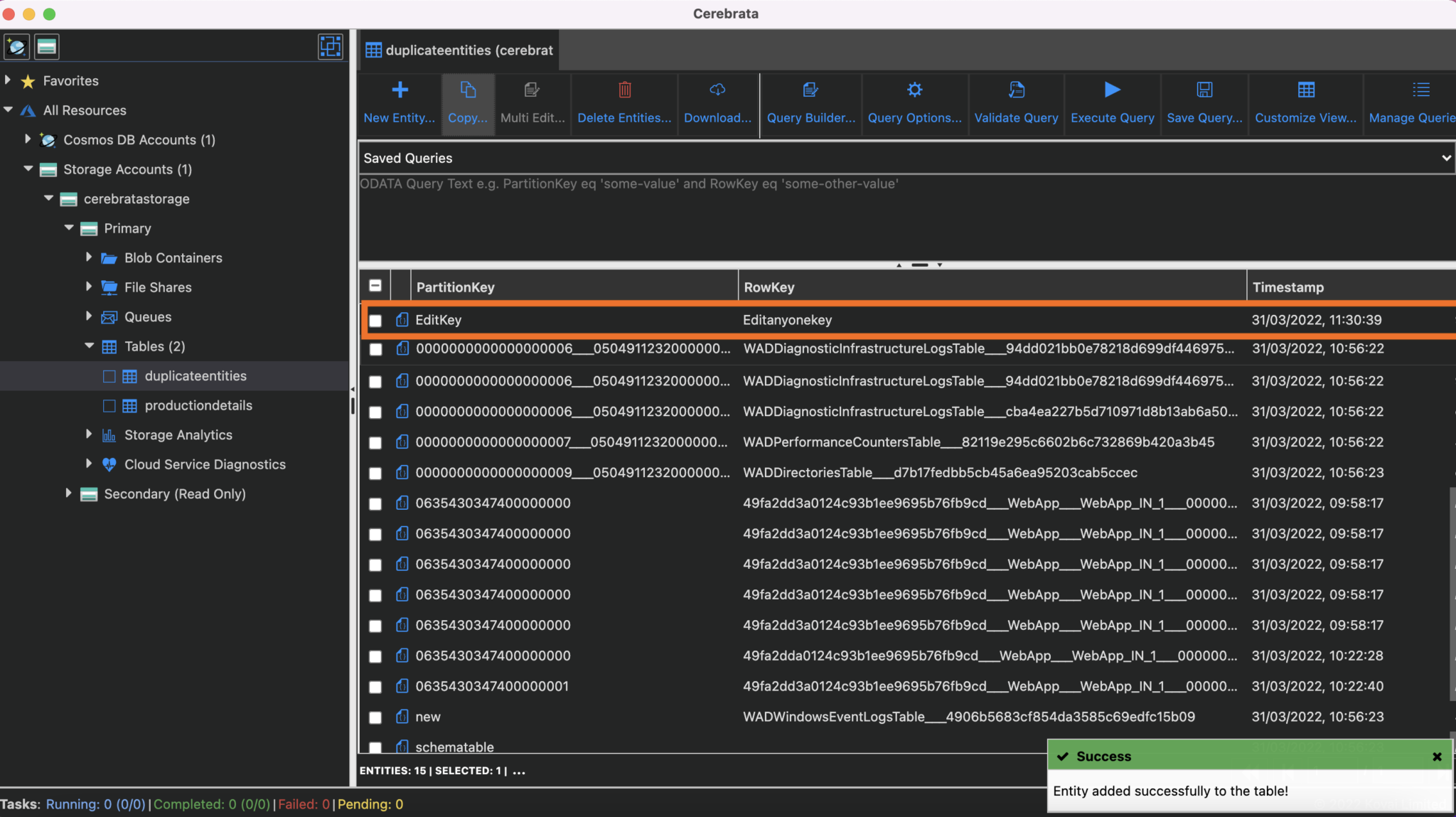 Duplicate Table Entities In Azure Cosmos Db And Storage Account
